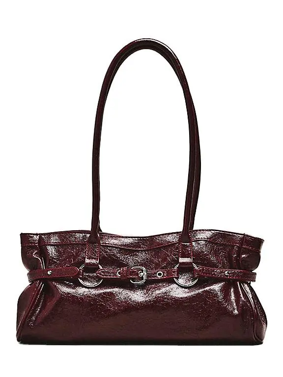 Maeve Faux-leather Belted Bag - Wine