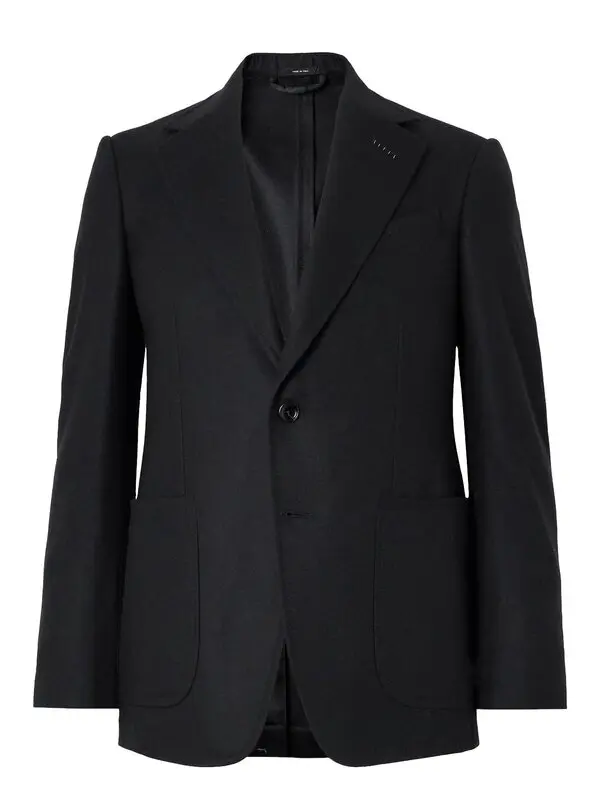 TOM FORD Shelton Brushed Wool And Cashmere-blend Blazer - Black