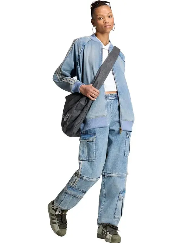 Adidas Mid-rise 2-in-1 Denim Cargo Pants - Worn Blue Denim
