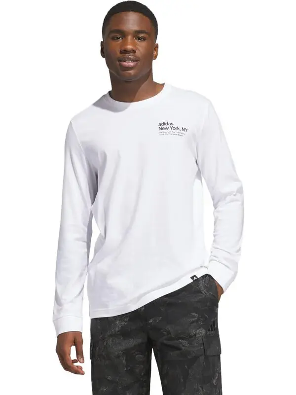 Adidas Nyc Building Graphic Long Sleeve T-shirt - White