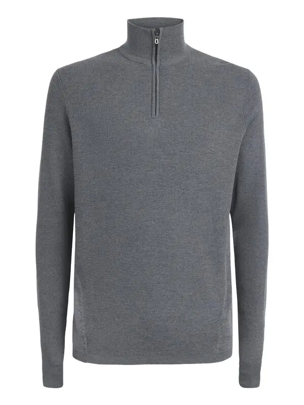 Sease Wool Waffle-knit Quarter-zip Sweater - Beige