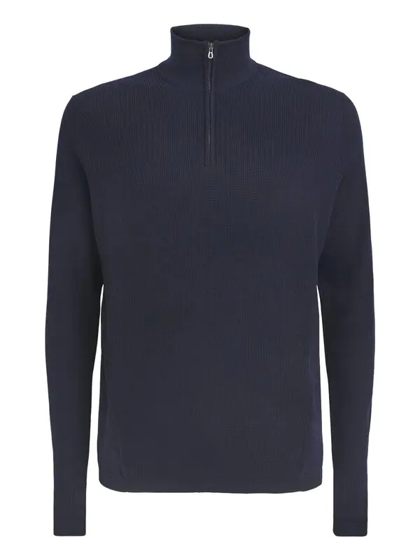 Sease Virgin Wool Quarter-zip Sweater - Navy