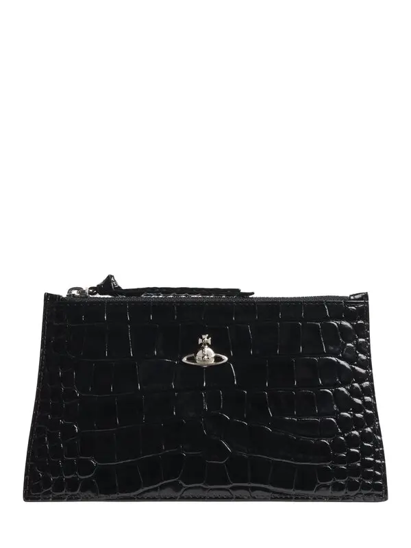 VIVIENNE WESTWOOD Small Croc-embossed Leather Clutch Bag - Black