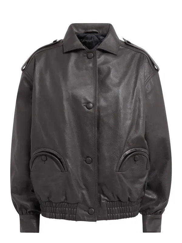 BLAZÉ MILANO Leather Charlie Bomber Jacket - Brown