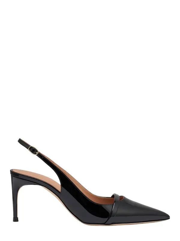 MALONE SOULIERS Patent Leather Schiffer Slingback Pumps 70 - Black