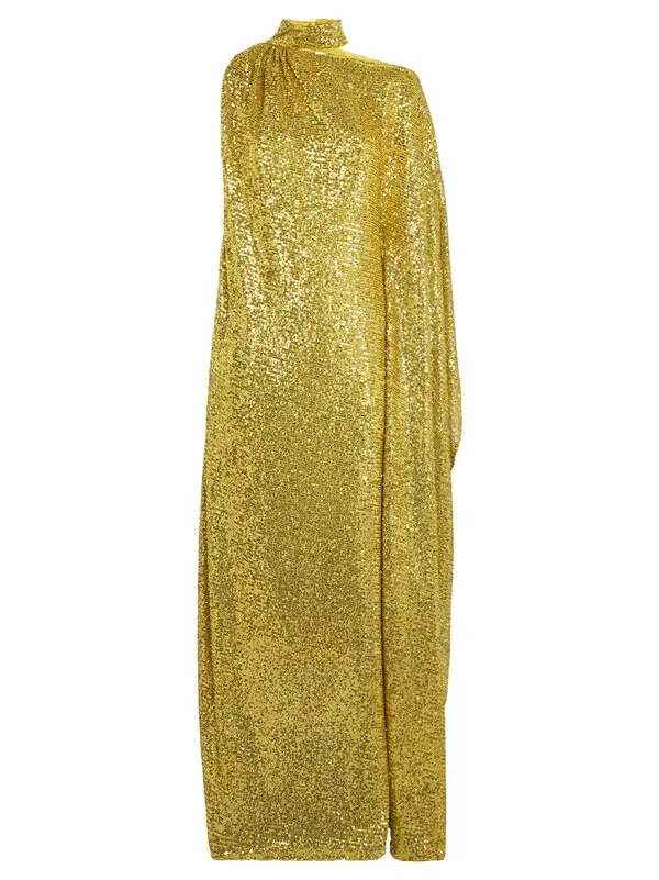 TALLER MARMO Sequinned Atlas Disco Maxi Dress - Green