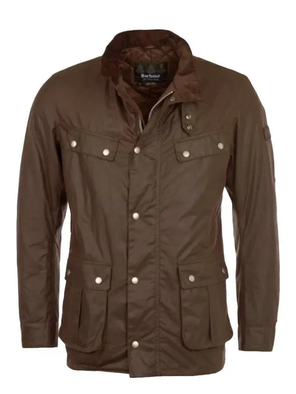 Barbour Stand-neck Casual Jacket With Snap Fastenings - Brown