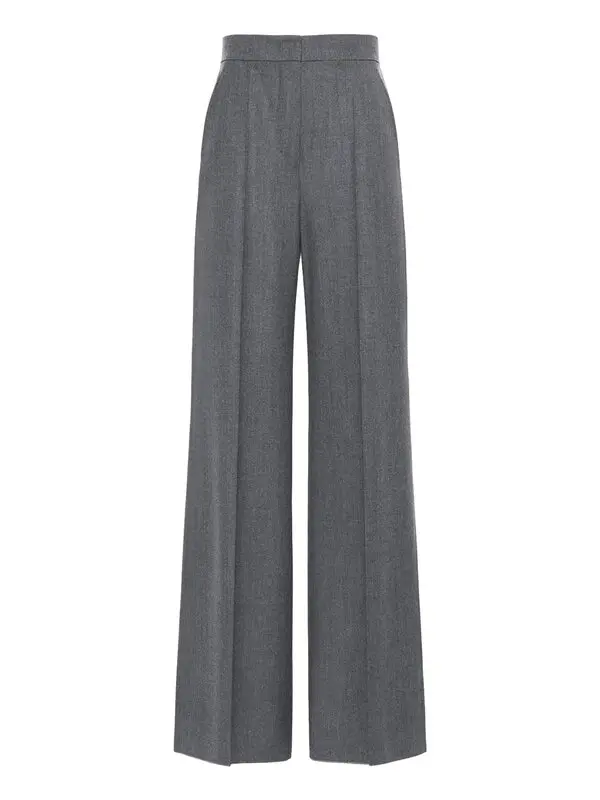 Max Mara Pleated Wool Palazzo Pants - Dark Grey