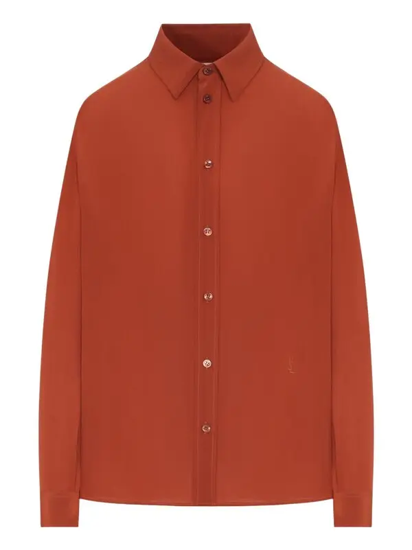Saint Laurent Long-sleeved Shirt With Pointed Collar - Rust
