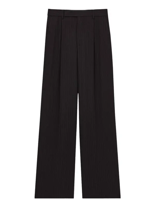 Saint Laurent Fluid Pants In Striped Crepe - Black/gray