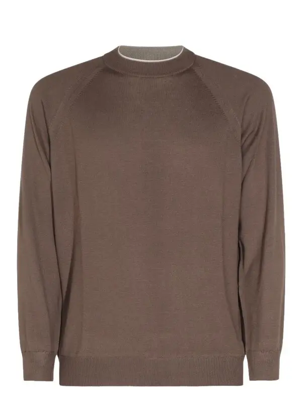 Eleventy Raglan Crew Neck Knitted Sweater - Brown