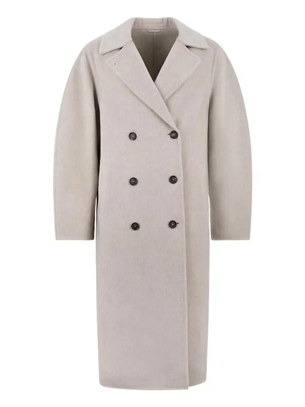 Brunello Cucinelli Double-breasted Lapel Collar Coat - Beige Fred
