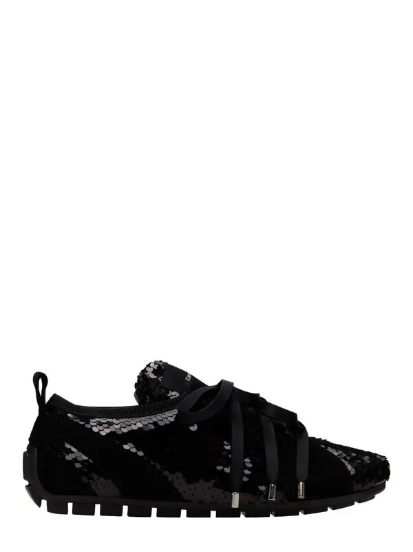 Simone Rocha Ballerina Grip Trainer Sneakers With Sequins And Lace-up Detail - Black