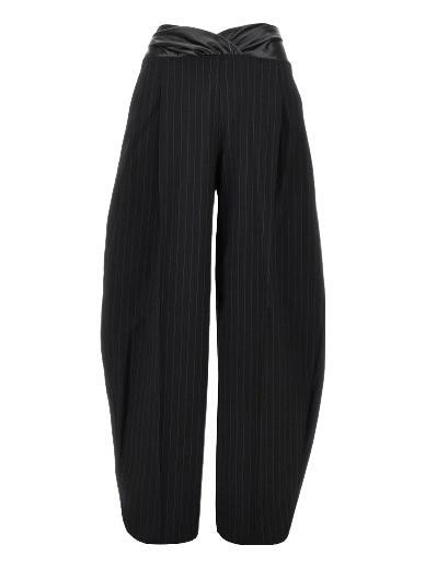 Andamane Striped Casual Trousers - Black