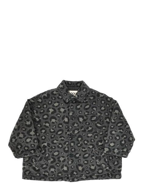 DOUUOD Leopard-print Denim Jacket - Black