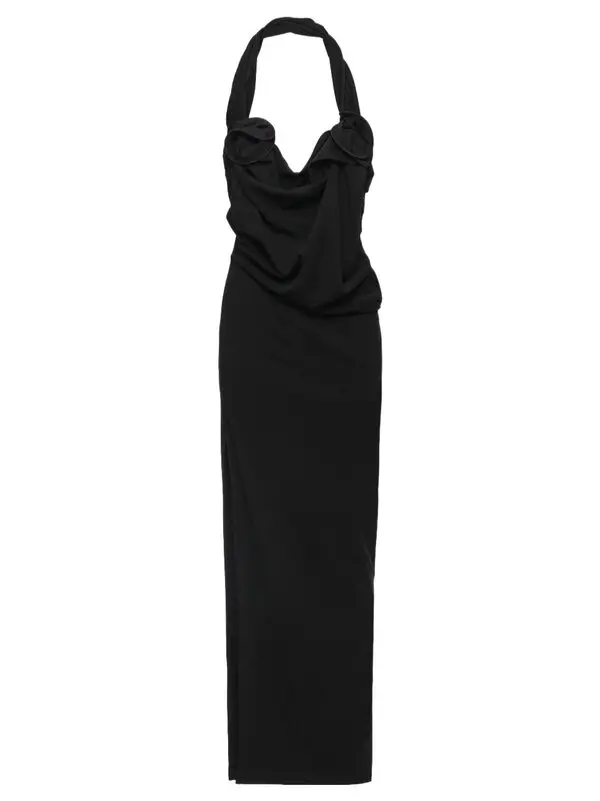 Magda Butrym Halter Corset Draped Maxi Dress - Black