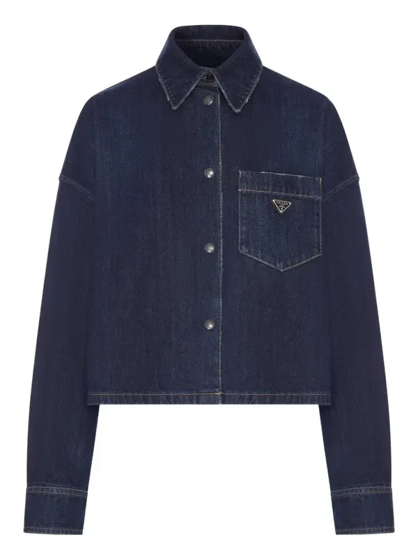 Prada Long-sleeved Shirt With Patch Pockets - Blue