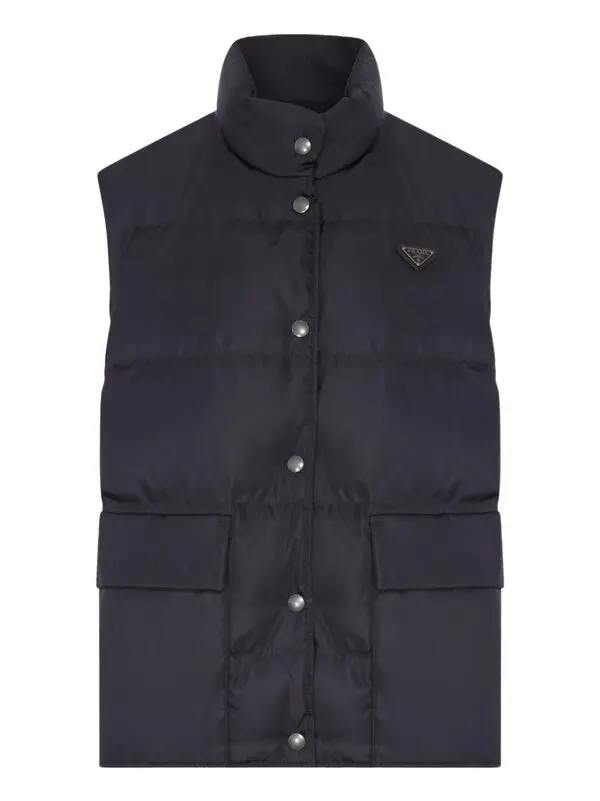 Prada Quilted Logo-plaque Gilet - Black