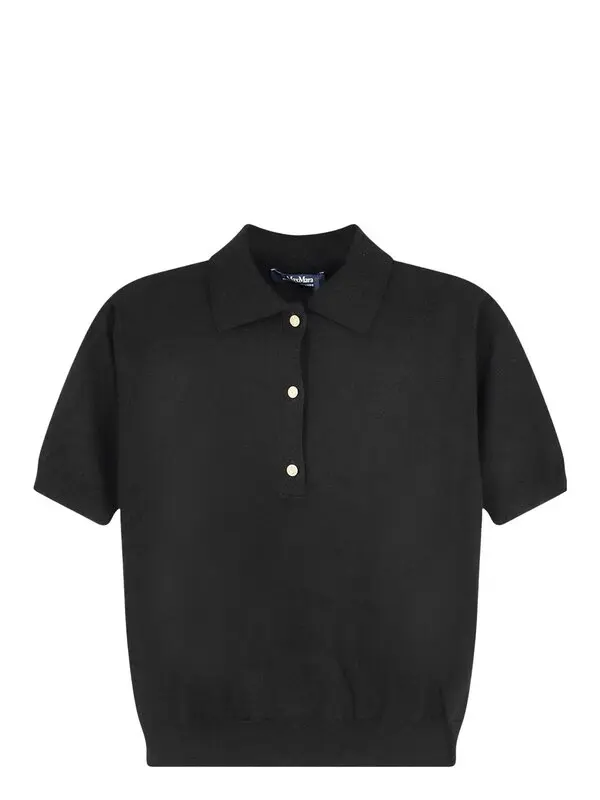Max Mara Smmpomposa Short-sleeved Knitted Polo Shirt - Black