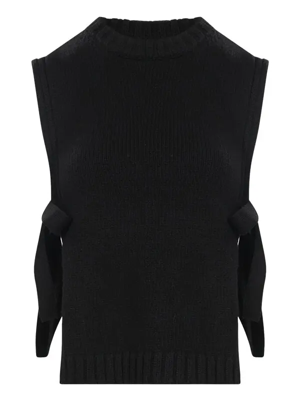 Soeur Sleeveless Knit Sweater With Adjustable Side Ties - Black