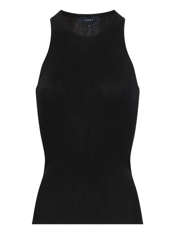 Soeur Ribbed Knit Vest - Black