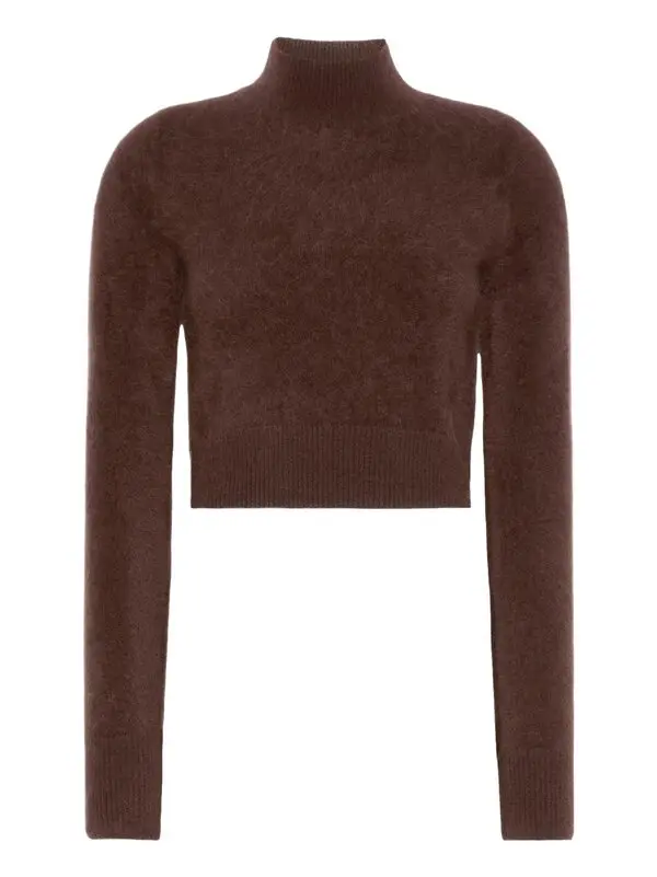 Sportmax Turtleneck Cropped Jumper - Chocolate
