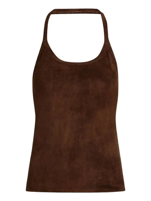 Stouls Leather Open-back Tank Top - Castor