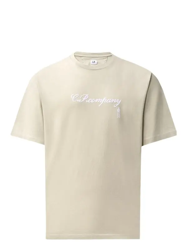 C.P. COMPANY Embroidered-logo T-shirt - Silver Birch