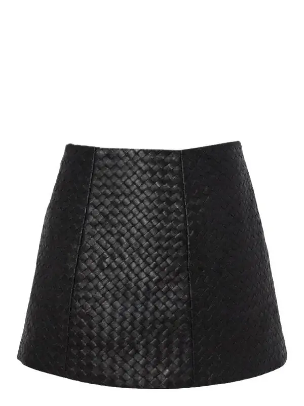 MANOKHI Woven Leather Mini Skirt - Black