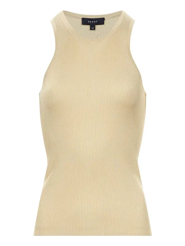 Soeur Ribbed Knit Vest - Nude