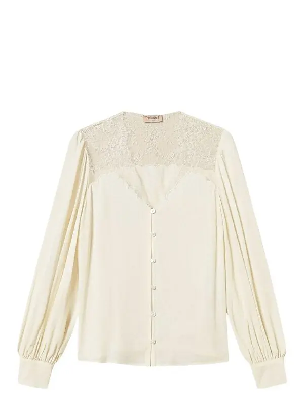 TWINSET Jacquard Shirt With Lace Detailing - No