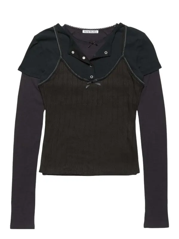Acne Studios Layered Bow-detail T-shirt - Black