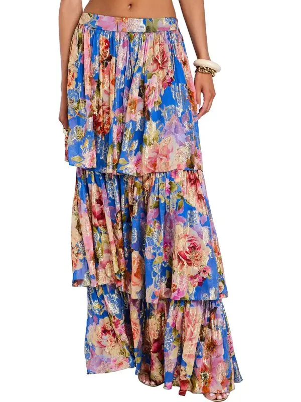 Hemant & Nandita Vanya Tiered Maxi Skirt - Blue