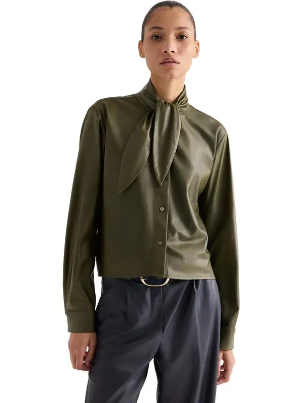 TWP Tied Up In You Top In Paper Leather - Beetle