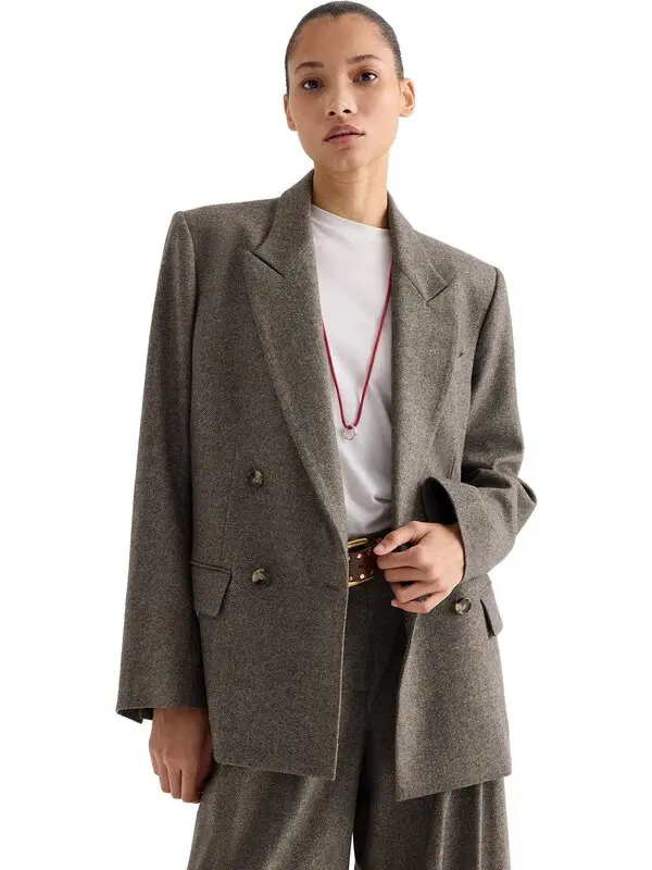 TWP Harper Blazer In Fancy Wool Flannel - Tea Multi