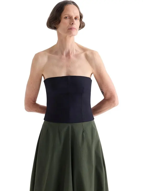 TWP Jillian Bustier In Italian Wool Twill - Midnight