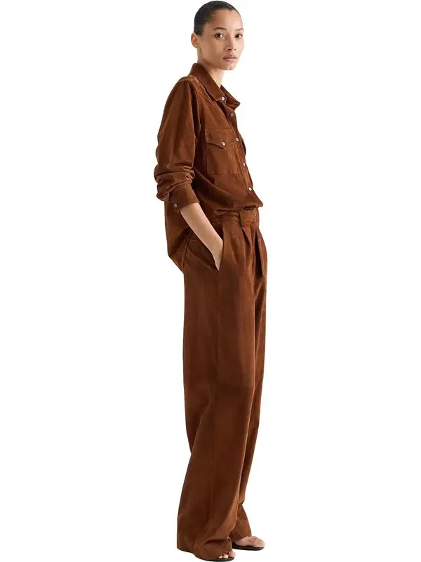 TWP Hudson St Pant In Featherweight Suede - Cigar