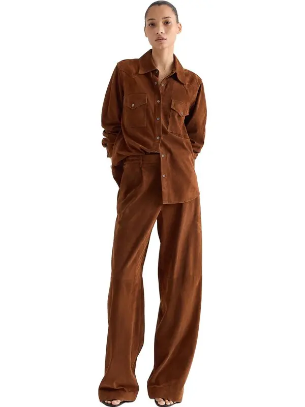 TWP Hudson St Pant In Featherweight Suede - Cigar