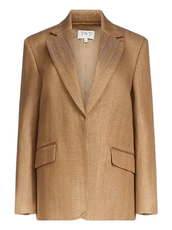 TWP Jillian Blazer In Novel Herringbone Linen - Kelp