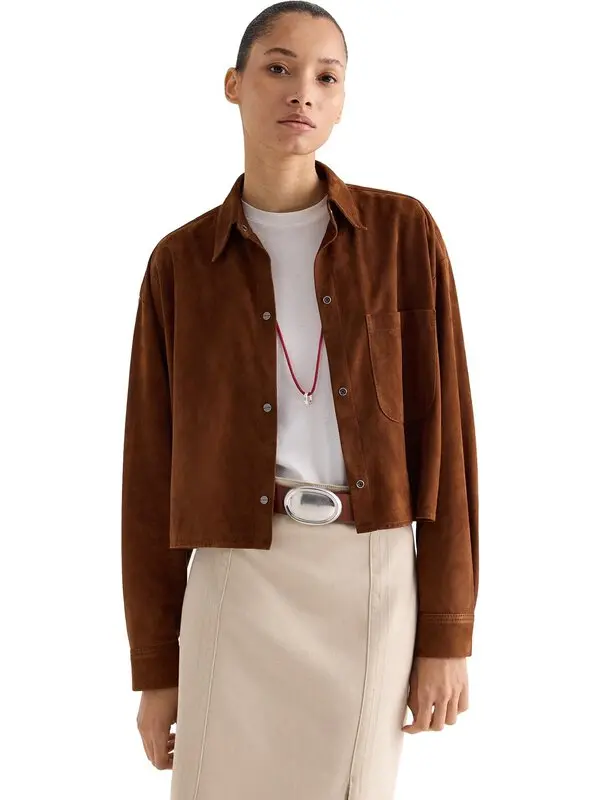 TWP Little Big Joe Shirt In Featherweight Suede - Cigar
