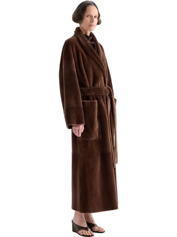 TWP Reversible Shearling Coat - Brown