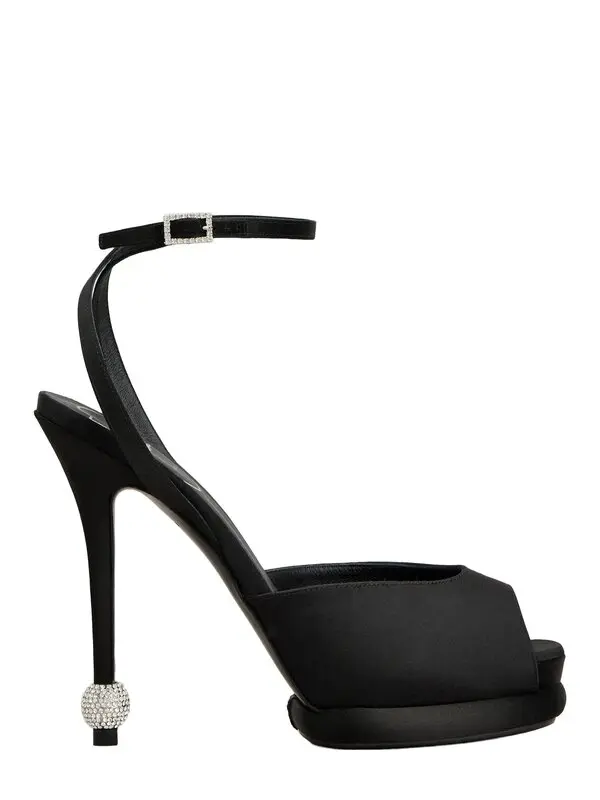 ROGER VIVIER Jewel Heel Sandals In Satin - Black