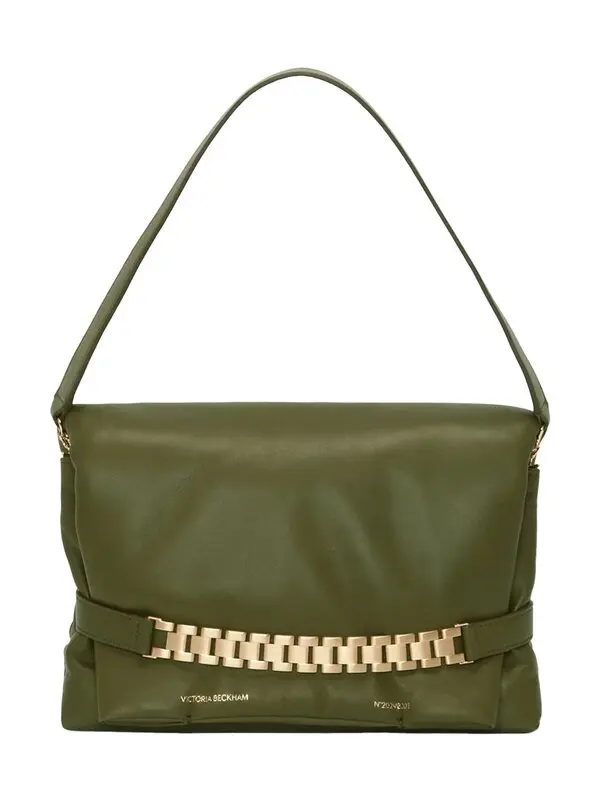 Victoria Beckham Puffy Chain Pouch Bag - Khaki