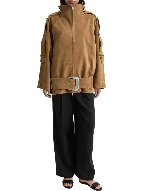JOAEN Sara Oversized Suede Jacket - Neutral