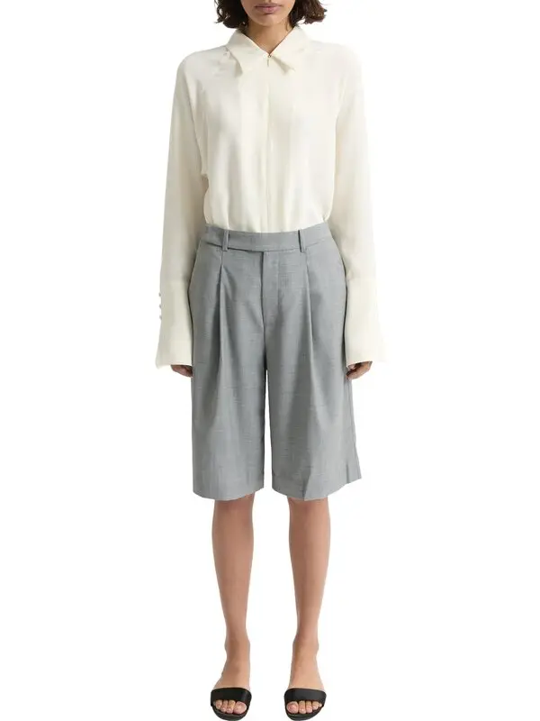JOAEN Ila Pleated Wool Bermuda Shorts - Grey