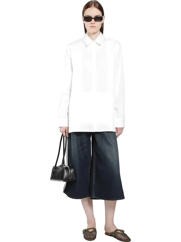 Alaïa Asymmetrical Cotton Poplin Shirt - White