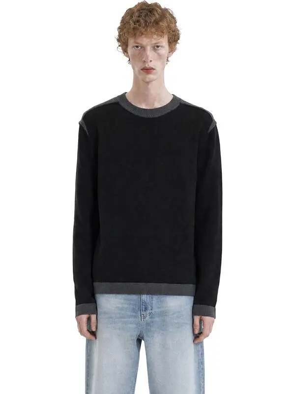 MAISON MARGIELA Wool Crewneck Sweater With Contrasting Trim - Black