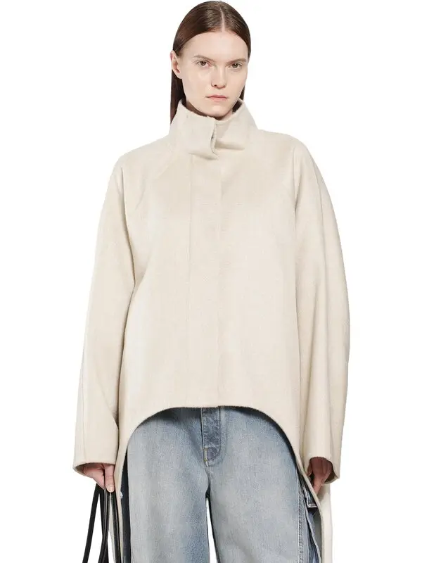Alaïa Asymmetric Double Face Cashmere Coat - Beige