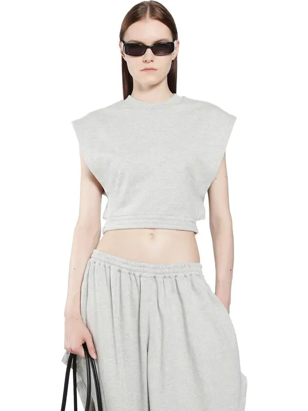 Alaïa Sleeveless Cropped Fleece Jersey Top - Grey