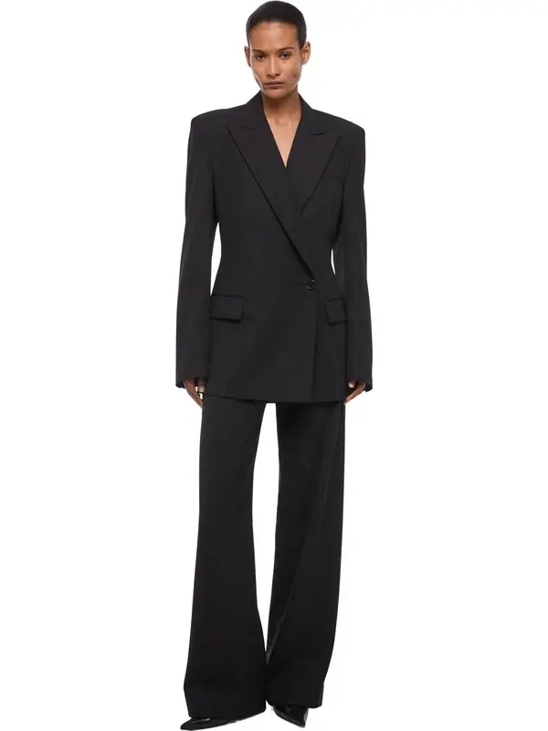 Helmut Lang Wardrobe Belted Wool Gabardine Blazer - Black